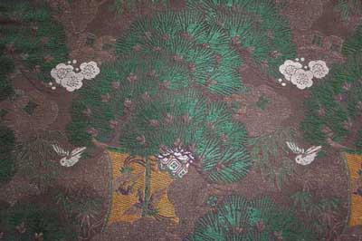 MEIJI ERA (1868-1912) MARU WEDDING OBI WITH MUSICAL INSTRUMENTS