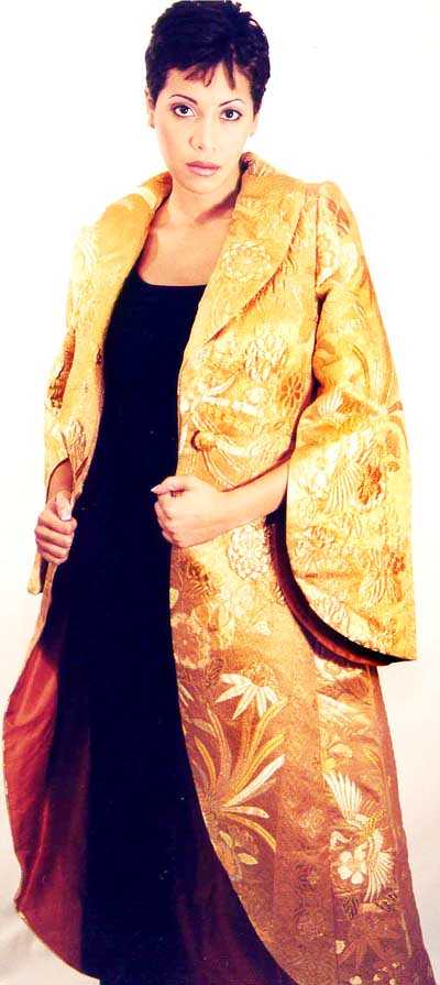 UCHIKAKE OPERA COAT GOLDEN HOUOU WITH PAULOWNIA AND BAMBOO